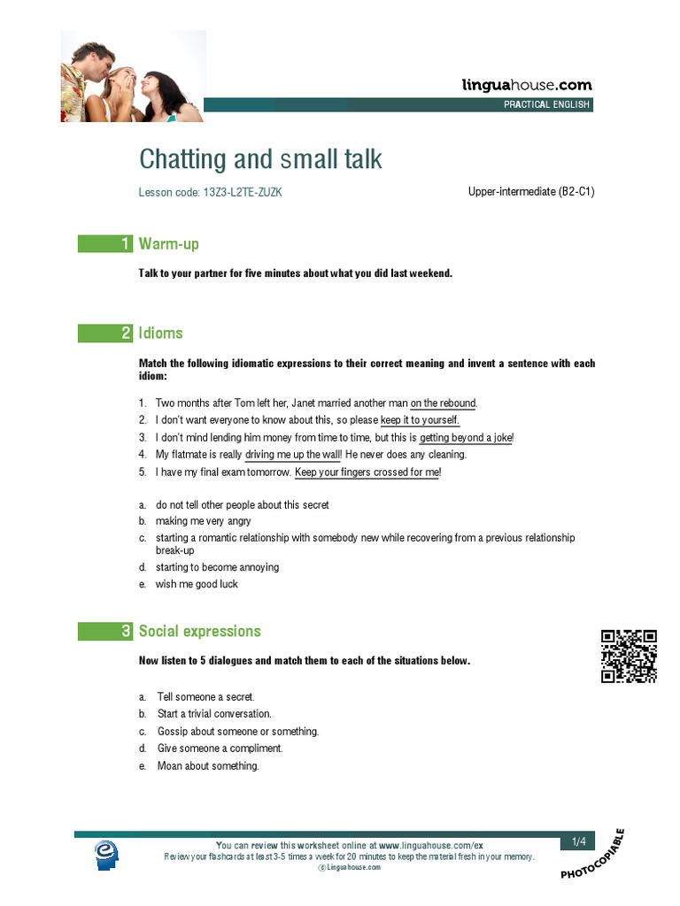 Chatting and Small Talk British English Student | PDF | Question ...
