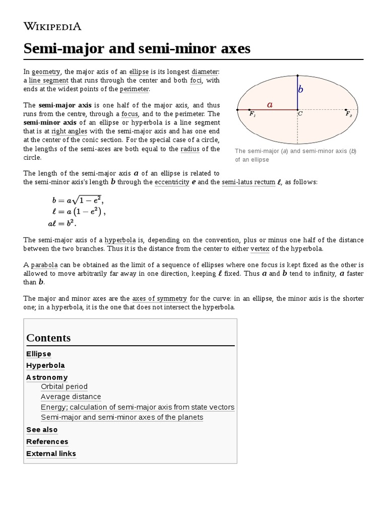 Semi-Major - and - Semi-Minor - Axes of Planets | PDF | Ellipse | Orbit