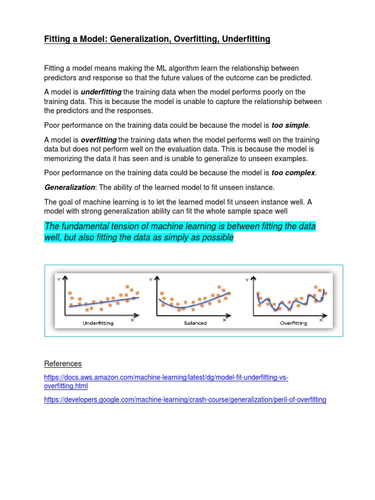 Fitting A Model: Generalization, Overfitting, Underfitting | PDF