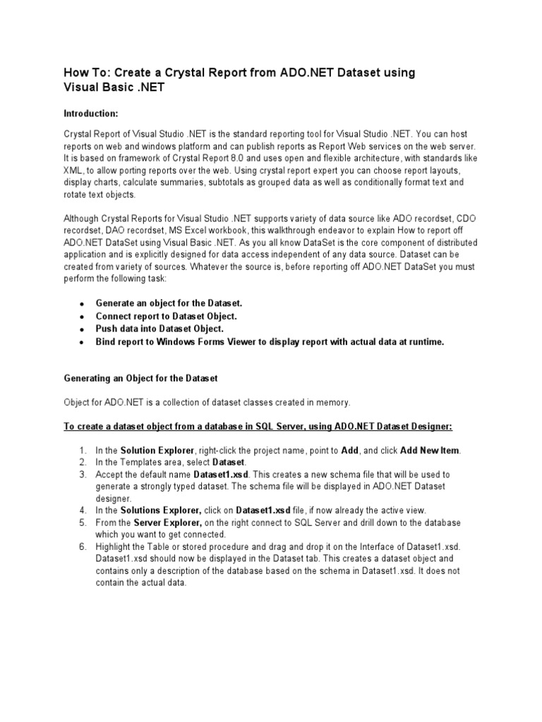 How To Create Crystal Reports | Download Free PDF | Microsoft Visual ...