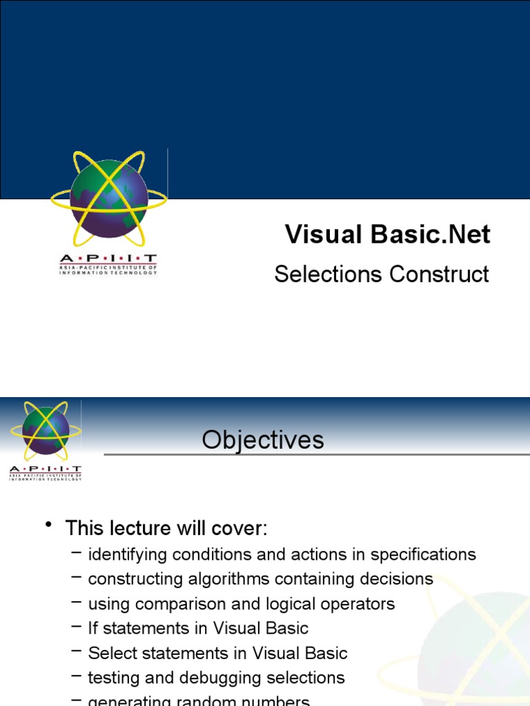 Lesson 4 Selection Constructs | PDF | Visual Basic .Net | Computer Programming