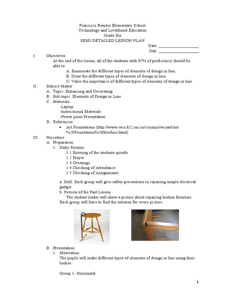 Elements of Design: Line Lesson Plan | PDF | Design | Lesson Plan