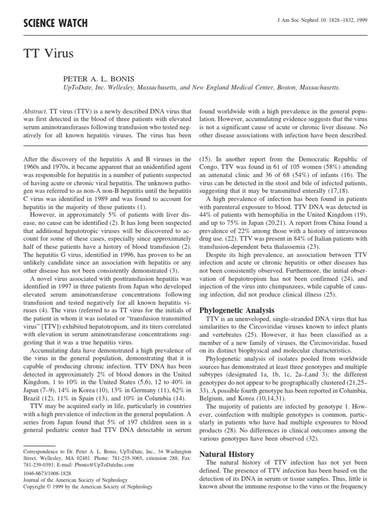 TT Virus: Science Watch | Download Free PDF | Hepatitis | Hepatitis C