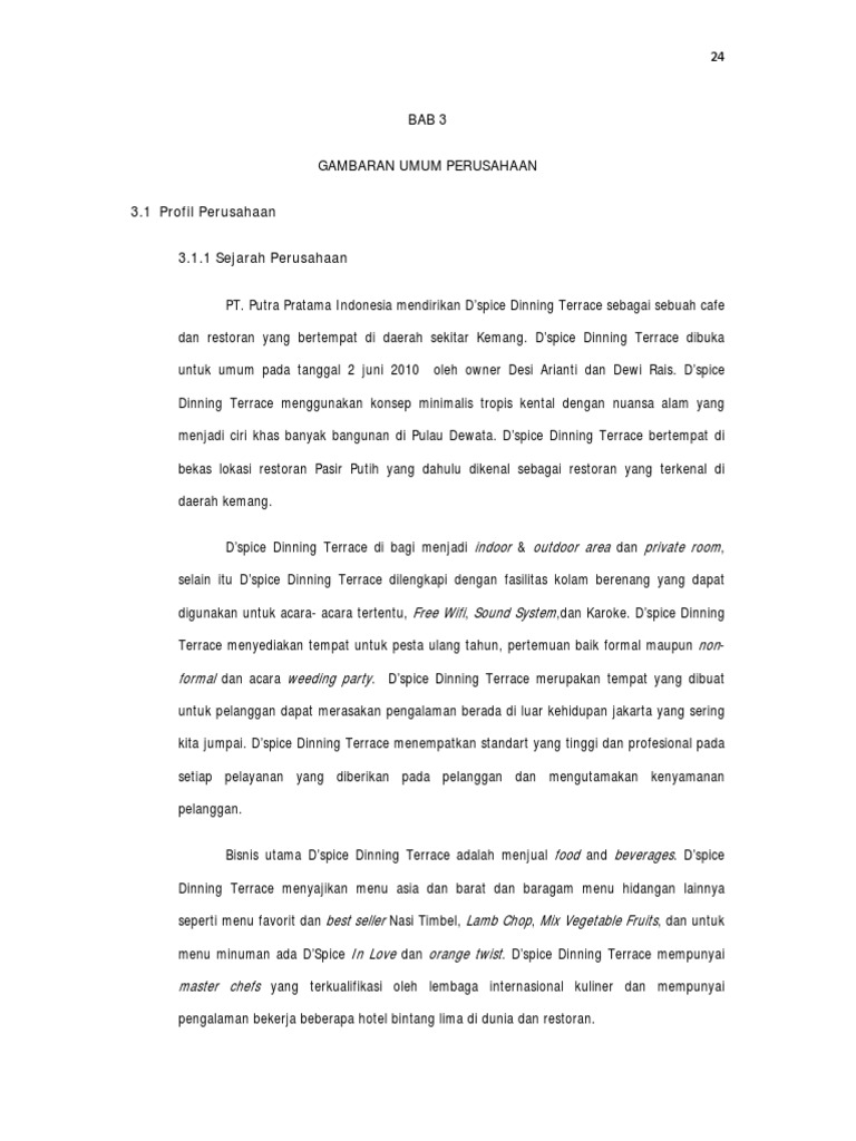 Contoh Profil Restoran PDF | PDF | Memasak, Makanan, & Anggur