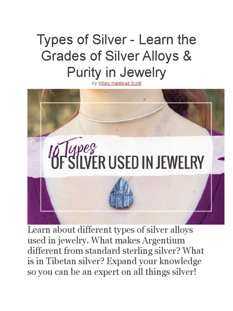 Types of Silver | PDF | Fineness | Silver