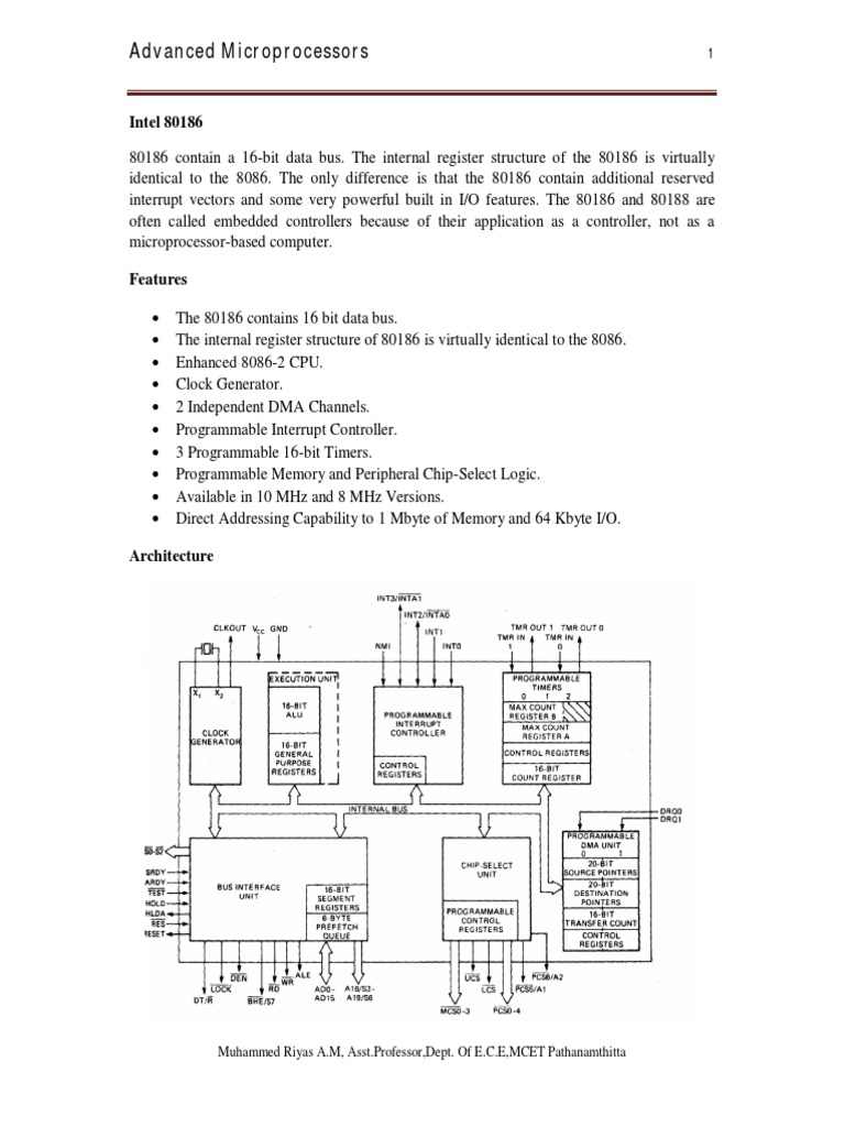 Advanced Microprocessors: Intel 80186 | PDF | Central Processing Unit | Cpu Cache