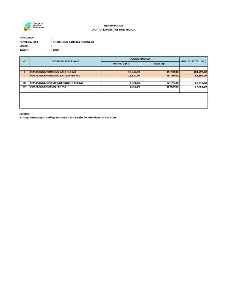 Dinding Batako Vs Bata Merah | PDF