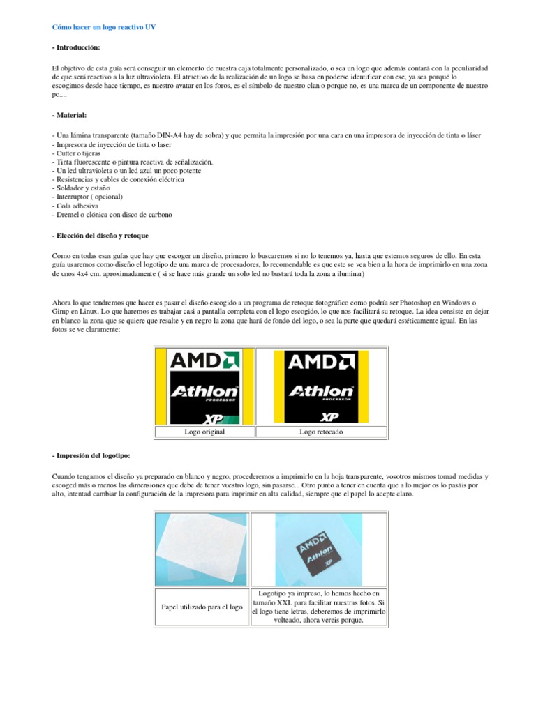 Cómo Hacer Un Logo Reactivo UV | PDF | Diodo emisor de luz | Pinturas