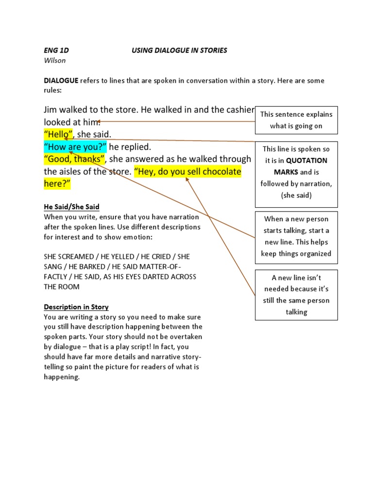 Writing Effective Dialogue in Stories | PDF