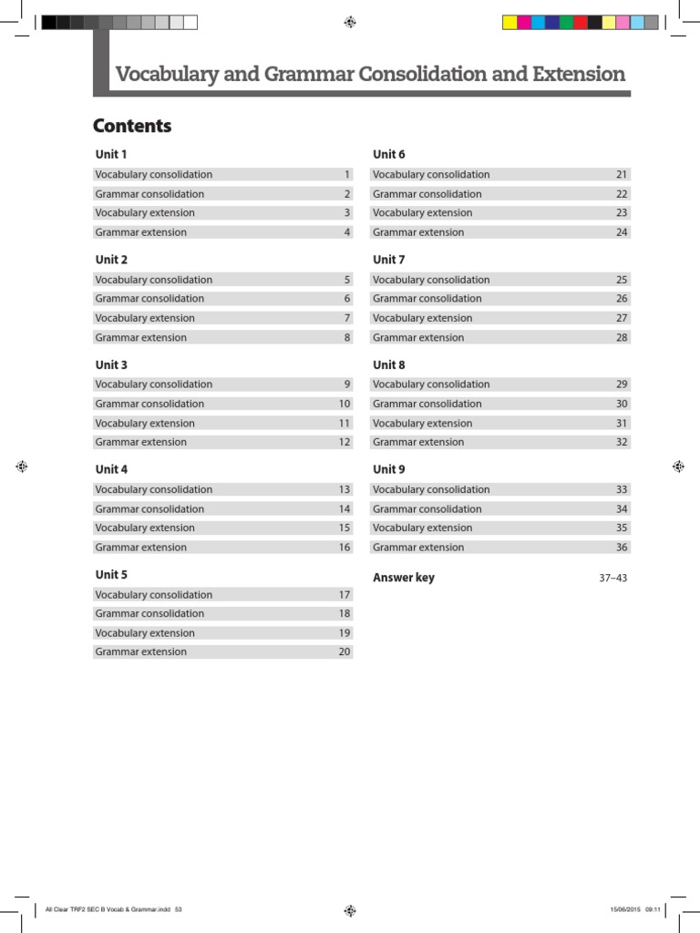 All Clear 2 Vocab & Grammar PDF | PDF | English Language | Vocabulary