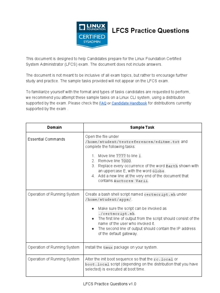 LFCS Exam Preparation Guide | PDF | Sudo | User (Computing)