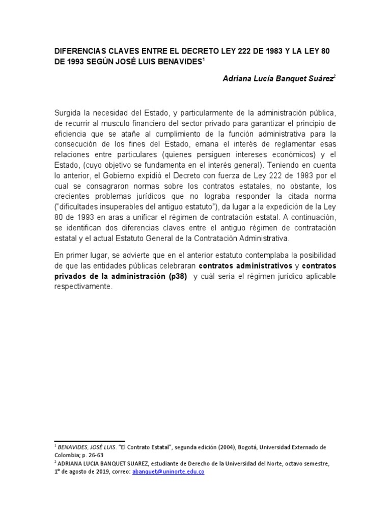 Diferencias Ley 222/83 y Ley 80/93 | PDF | Política | Derecho