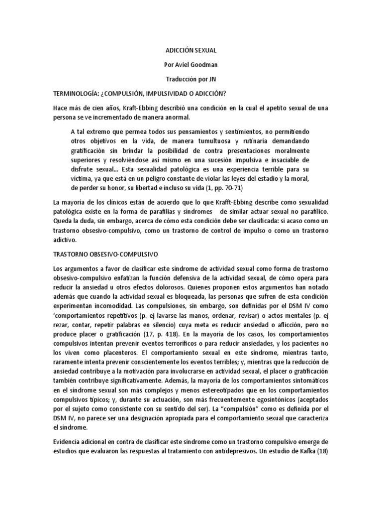 Aviel Goodman - ADICCIÓN SEXUAL (Traducción) | PDF | Desorden obsesivo ...