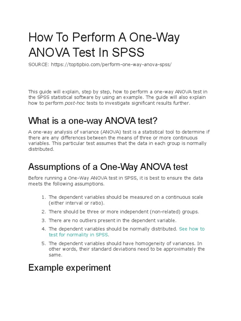 A Step-by-Step Guide to Performing a One-Way ANOVA Test and Post-Hoc ...