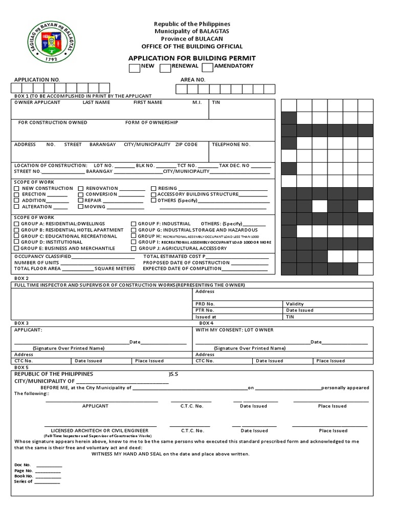 Application For Building Permit: Office of The Building Official | PDF ...