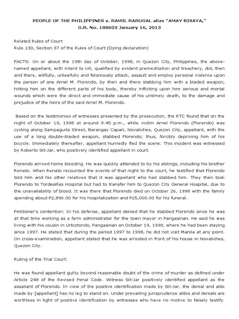 People of The Philippines V. Ramil Rarugal Alias "Amay Bisaya," G.R. No ...