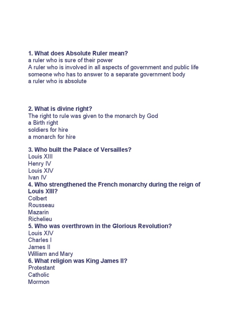 Absolute Rulers and the Divine Right of Kings | PDF | Louis Xiv Of ...