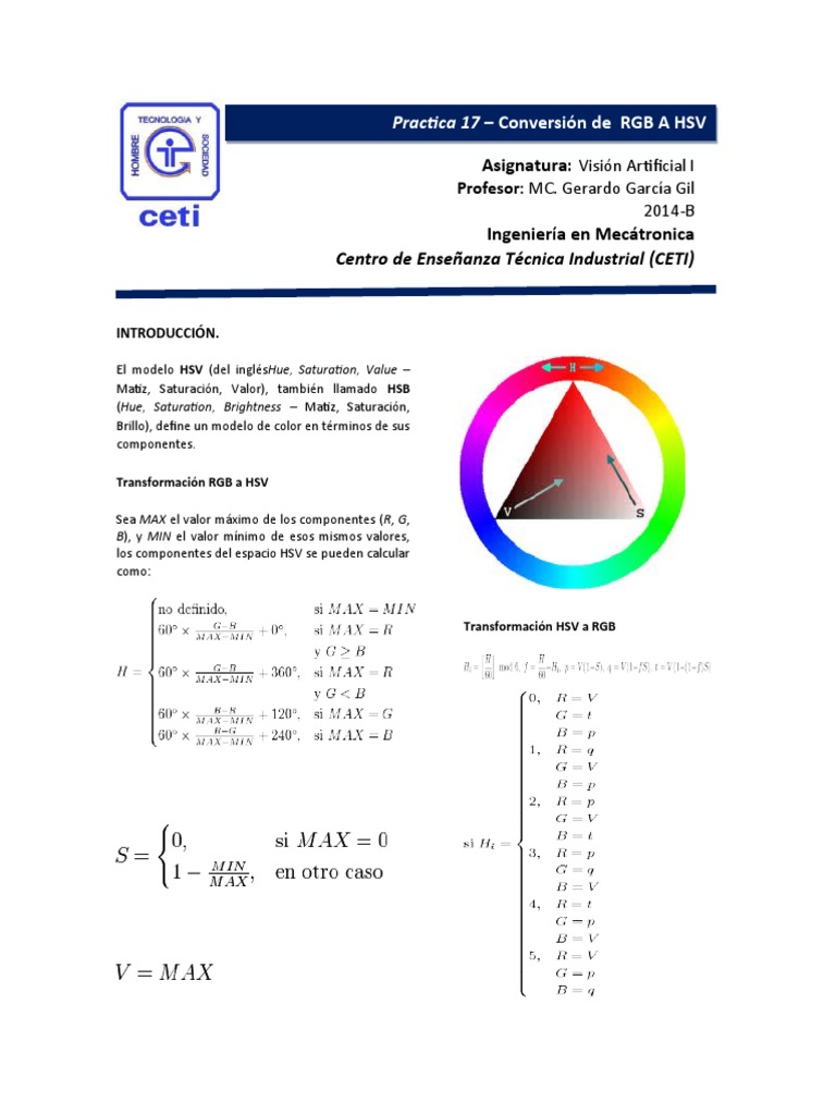 Practica 18 Conversión de RGB A HSV | PDF | Color | Óptica