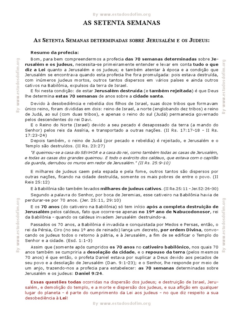 70 Semanas | PDF | Shabat | Cativeiro babilônico