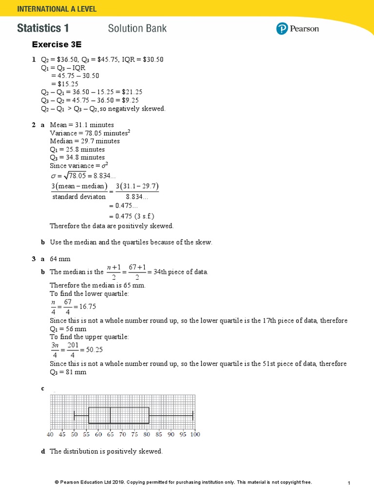 Ial Maths s1 Ex3e | PDF | Skewness | Statistical Theory