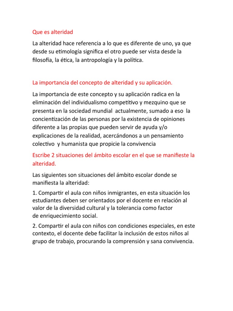 Definición y aplicación de la alteridad | PDF | Tolerancia | Familia