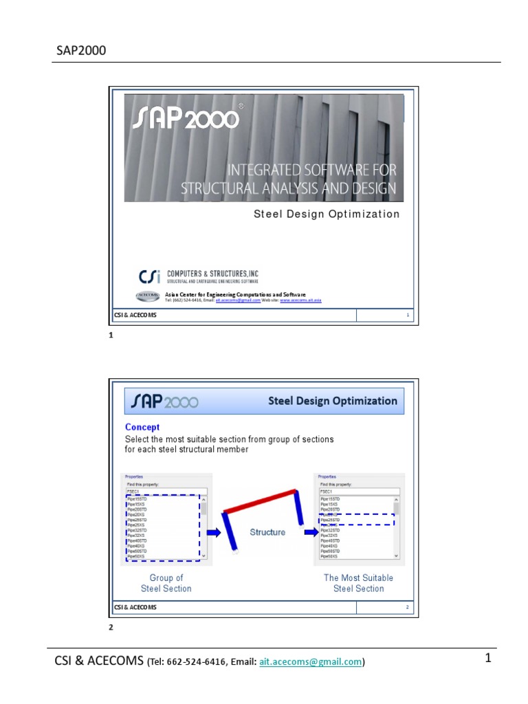 SAP2000 Presentation 200618 Steel Design Optimization | PDF | Design ...