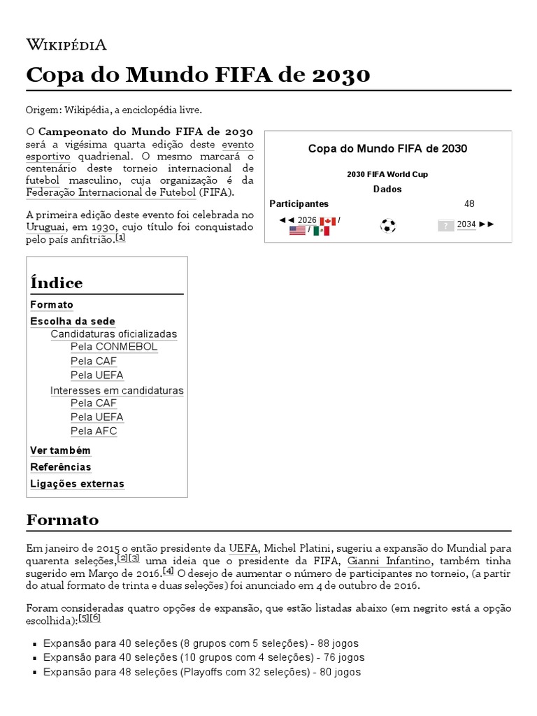 Copa Do Mundo FIFA de 2030 - Wikipédia, A Enciclopédia Livre | Download ...