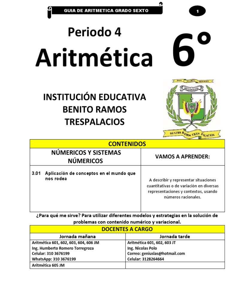 Guía de Matemáticas Periodo 4 6° | PDF | Aritmética | Triángulo