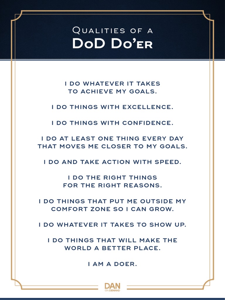 DOD - Qualities of A Doer - A4 - 20181219v2 300dpi Print PDF | PDF ...