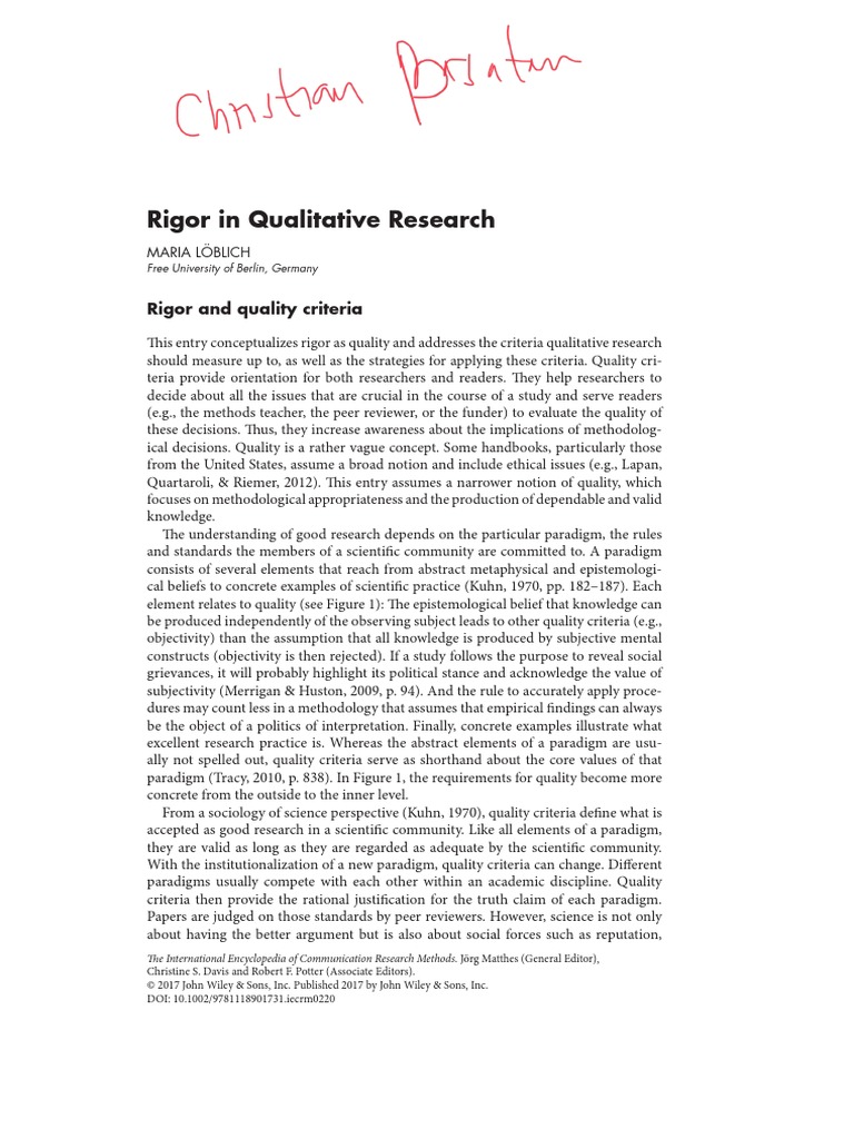 Rigor in Qualitative Research: Rigor and Quality Criteria | PDF ...