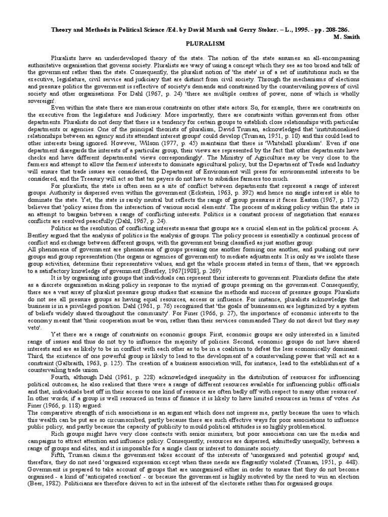 Theories of The State - Pluralism, Elitism, Marxism & Combined | PDF ...