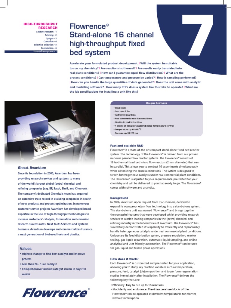 Avantium Chemicals Flowrence | PDF | Catalysis | Physical Sciences
