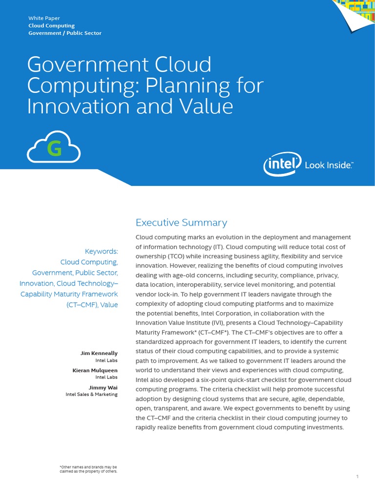 Government Cloud Computing: Planning For Innovation and Value | PDF ...