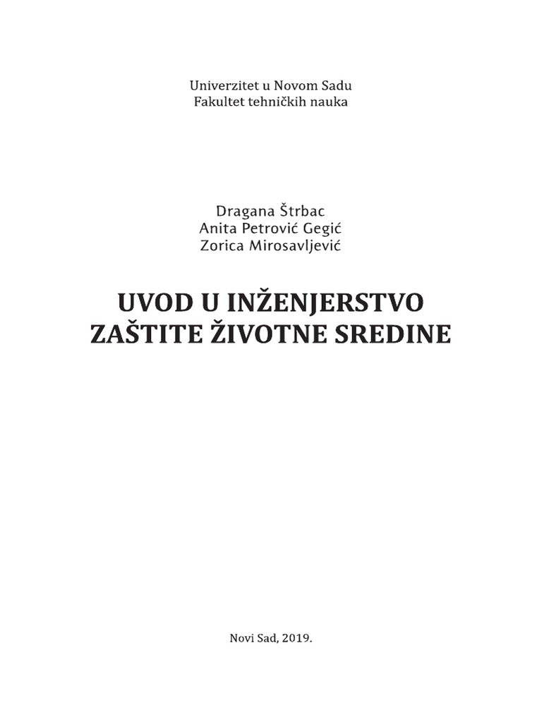 Uvod U Inzinjerstvo Zastite Zivotne Sredine | PDF