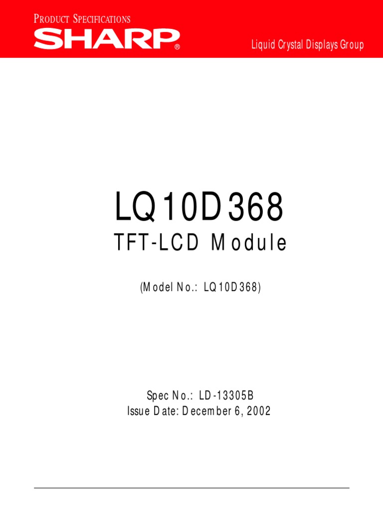 Datasheet Modulo TFT | PDF | Thin Film Transistor Liquid Crystal ...