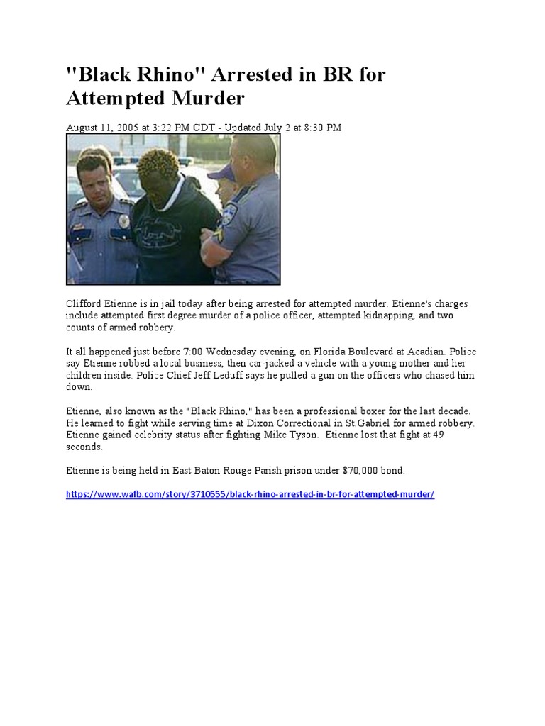 Black Rhino Arrested for Attempted Murder | PDF | Social Science