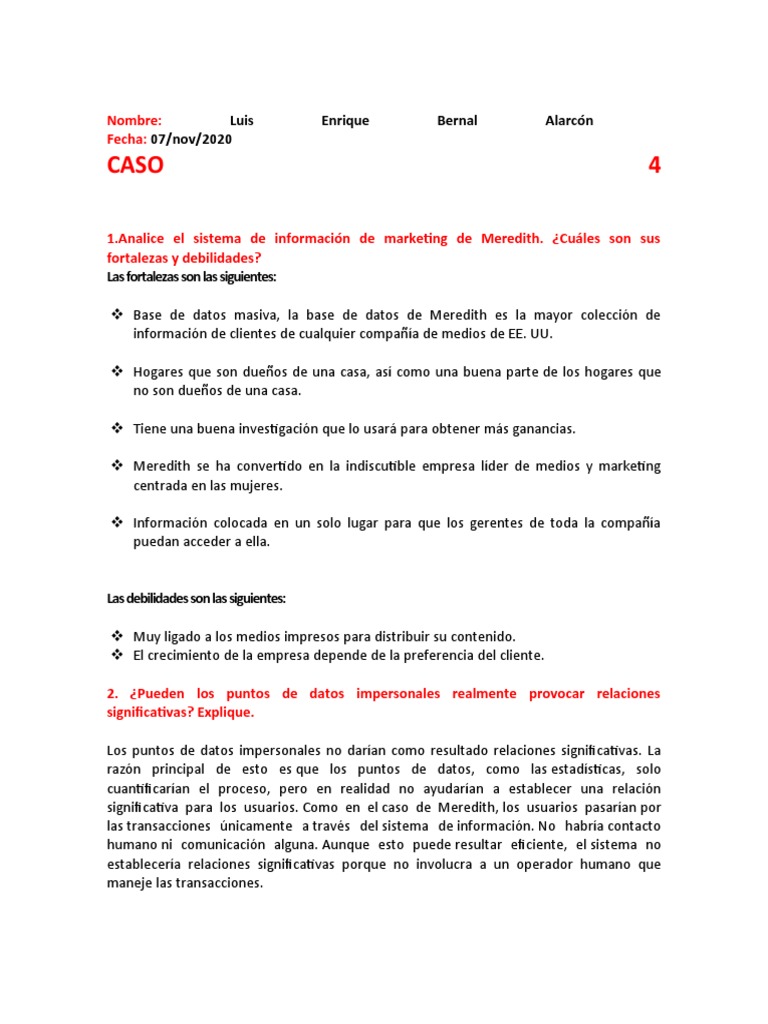 Caso 4 MEREDITH | PDF | Marketing | Internet