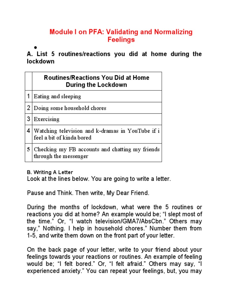 Module I On PFA PDF | PDF | Feeling | Psychology