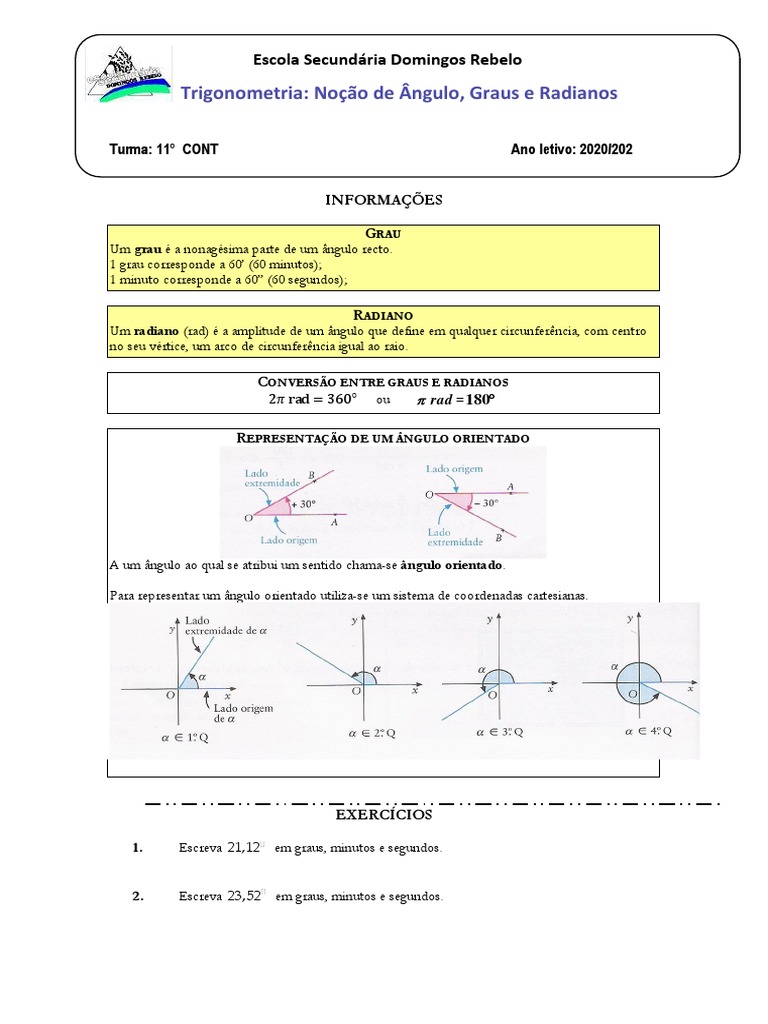 Conversão entre graus e radianos: entendendo as unidades de medida de ...