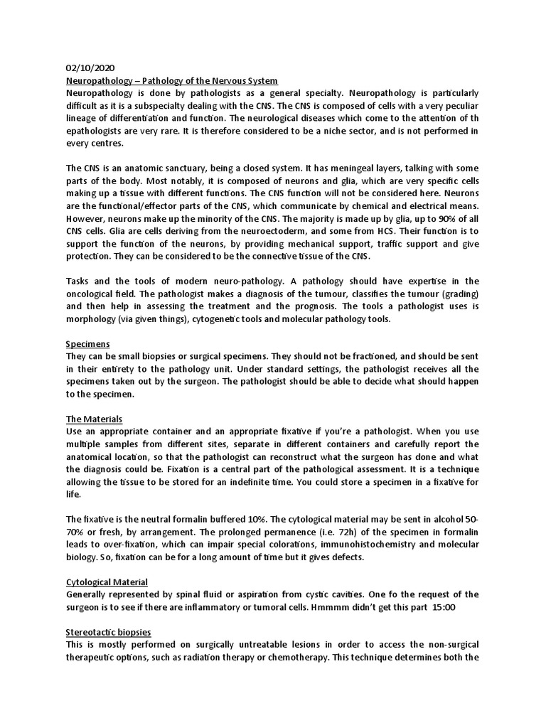 Neuropathology Notes | Download Free PDF | Pathology | Neuropathology