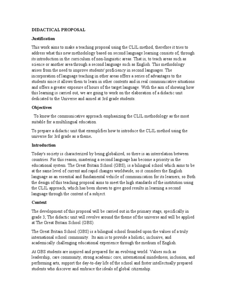 Didactical Proposal Justification | PDF | Planets | Solar System