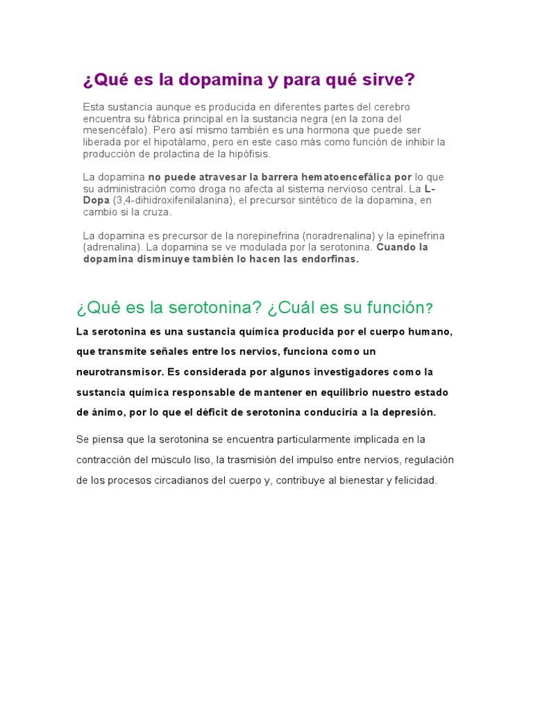 Qué Es La Dopamina y para Qué Sirve | PDF | Dopamina | Serotonina