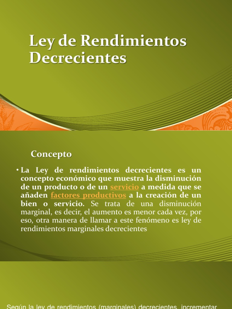 Ley De Rendimientos Decrecientes Pdf Ciencias Económicas