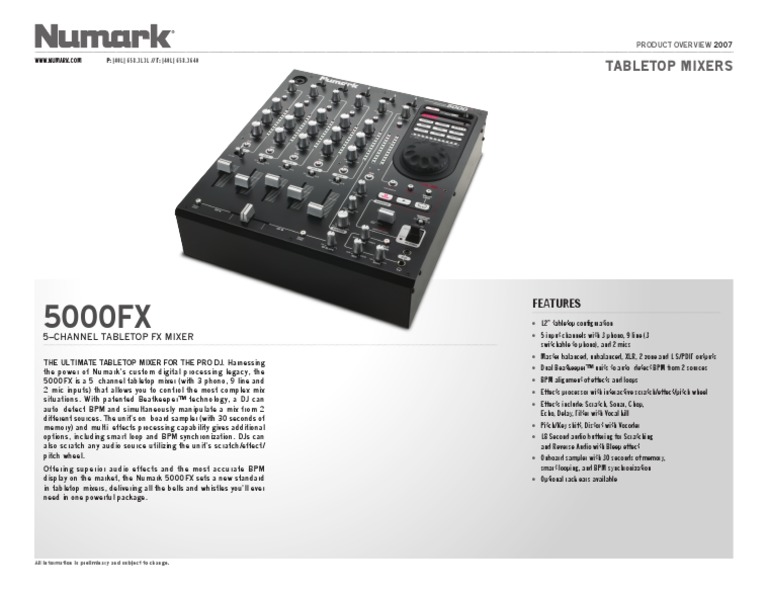 Numark 5000fx Product Overview 00 | PDF | Audio Electronics | Electronics