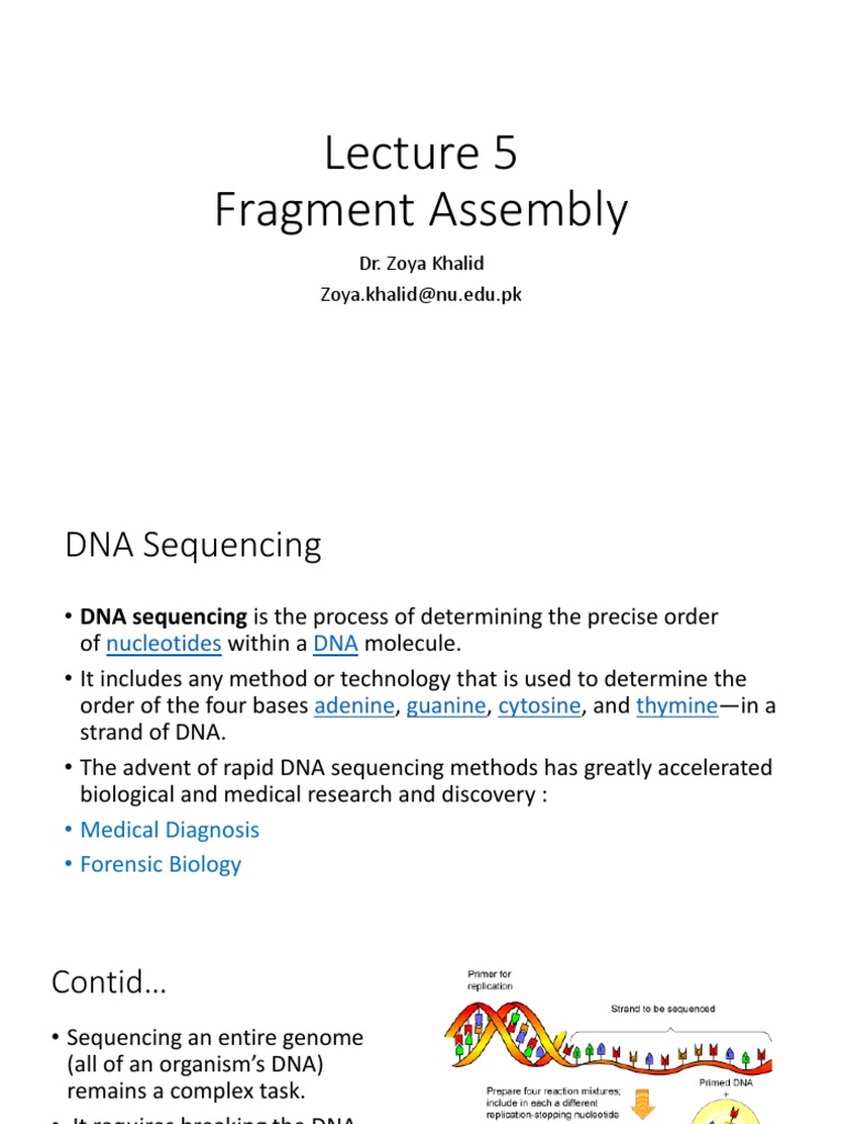 Lecture 5 Fragment Assembly | PDF | Dna Sequencing | Dna