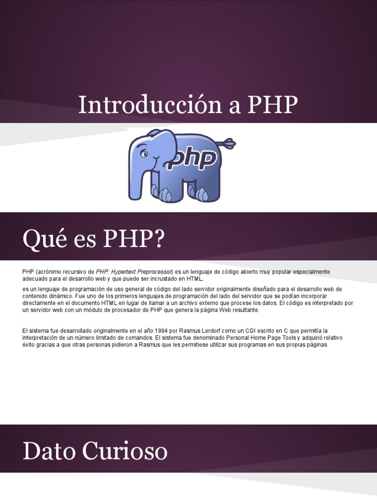 Introduccion A PHP | PDF | Php | Programación de computadoras Introduccion A PHP | PDF | Php | Programación de computadoras