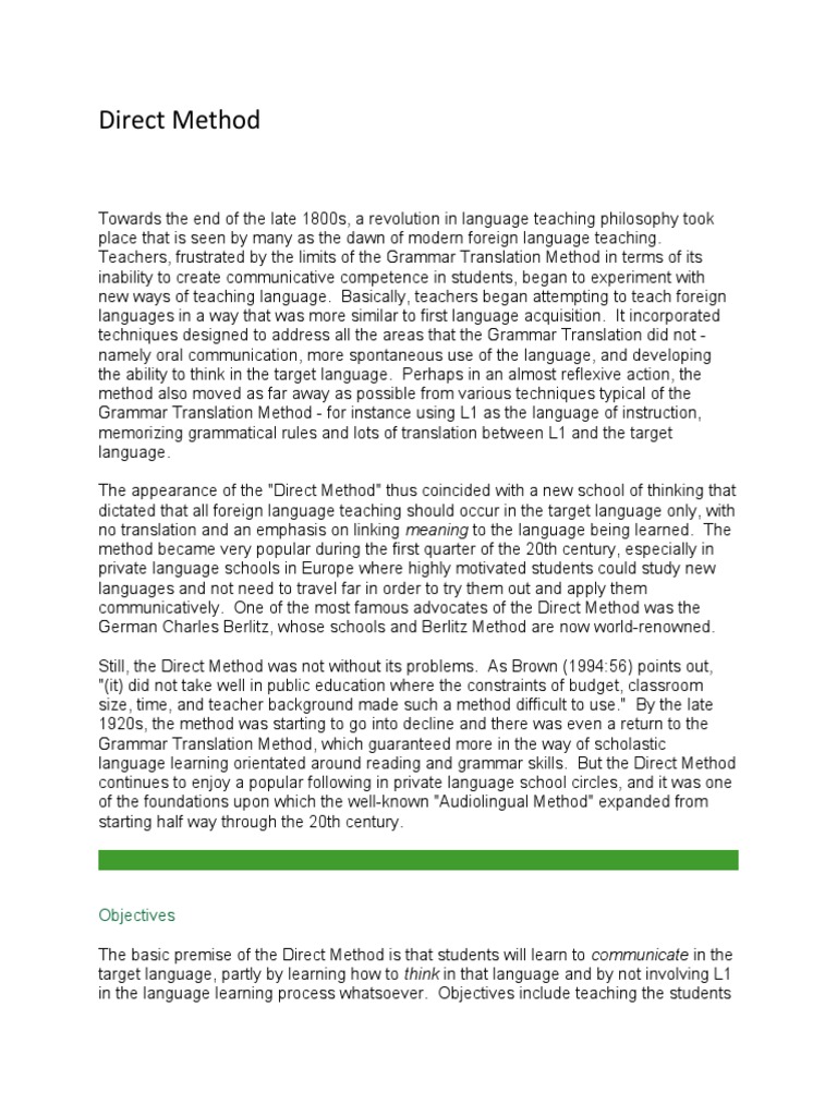 Direct Method | PDF | Language Education | Second Language