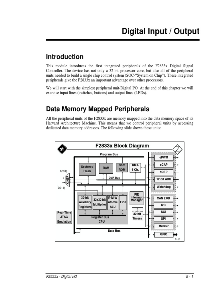 Digital Input / Output: F2833x Block Diagram | PDF | Computer Data Storage | Input/Output
