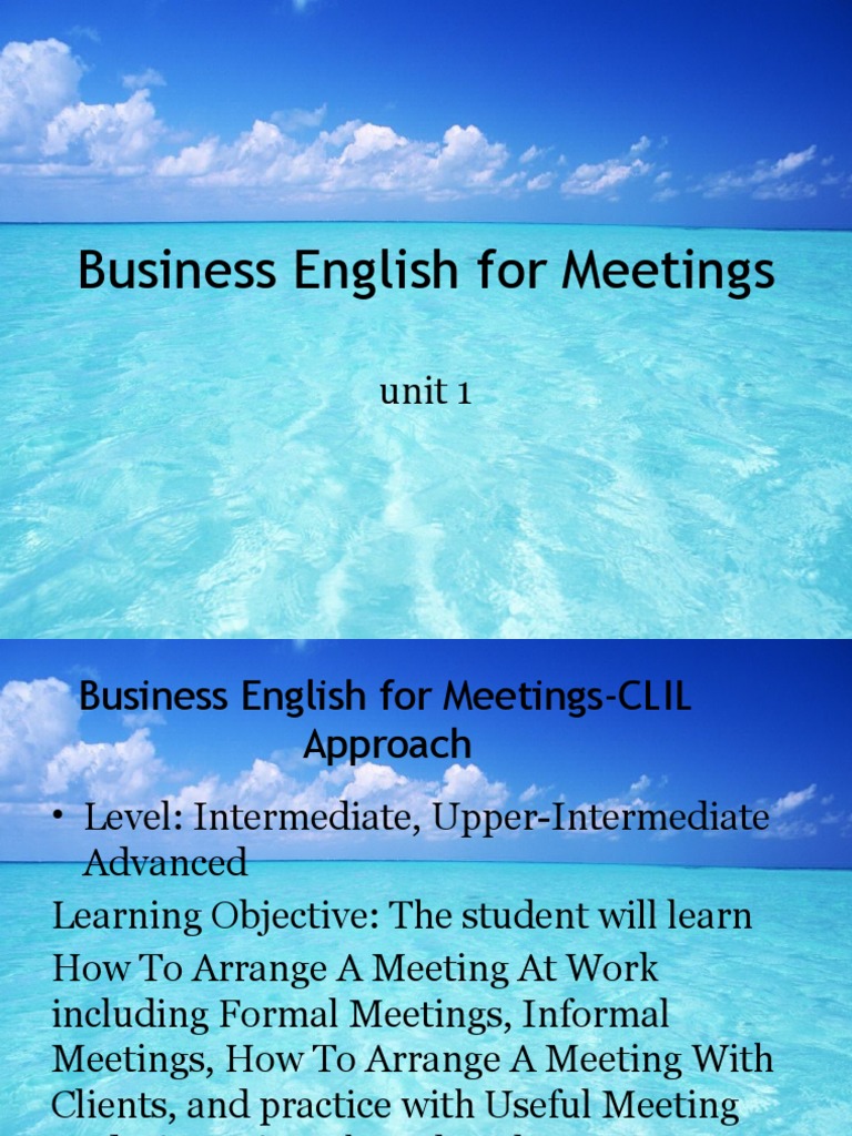 Business English For Meetings: Unit 1 | PDF | Semiotics | Cognition