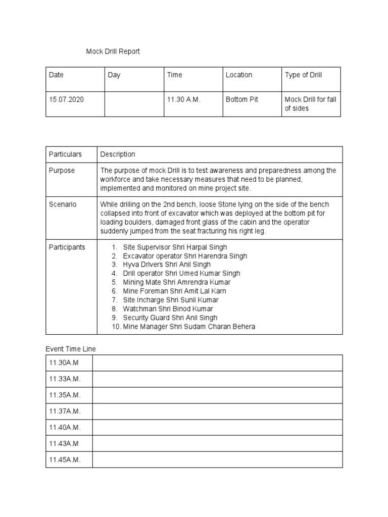 Mock Drill Report | PDF